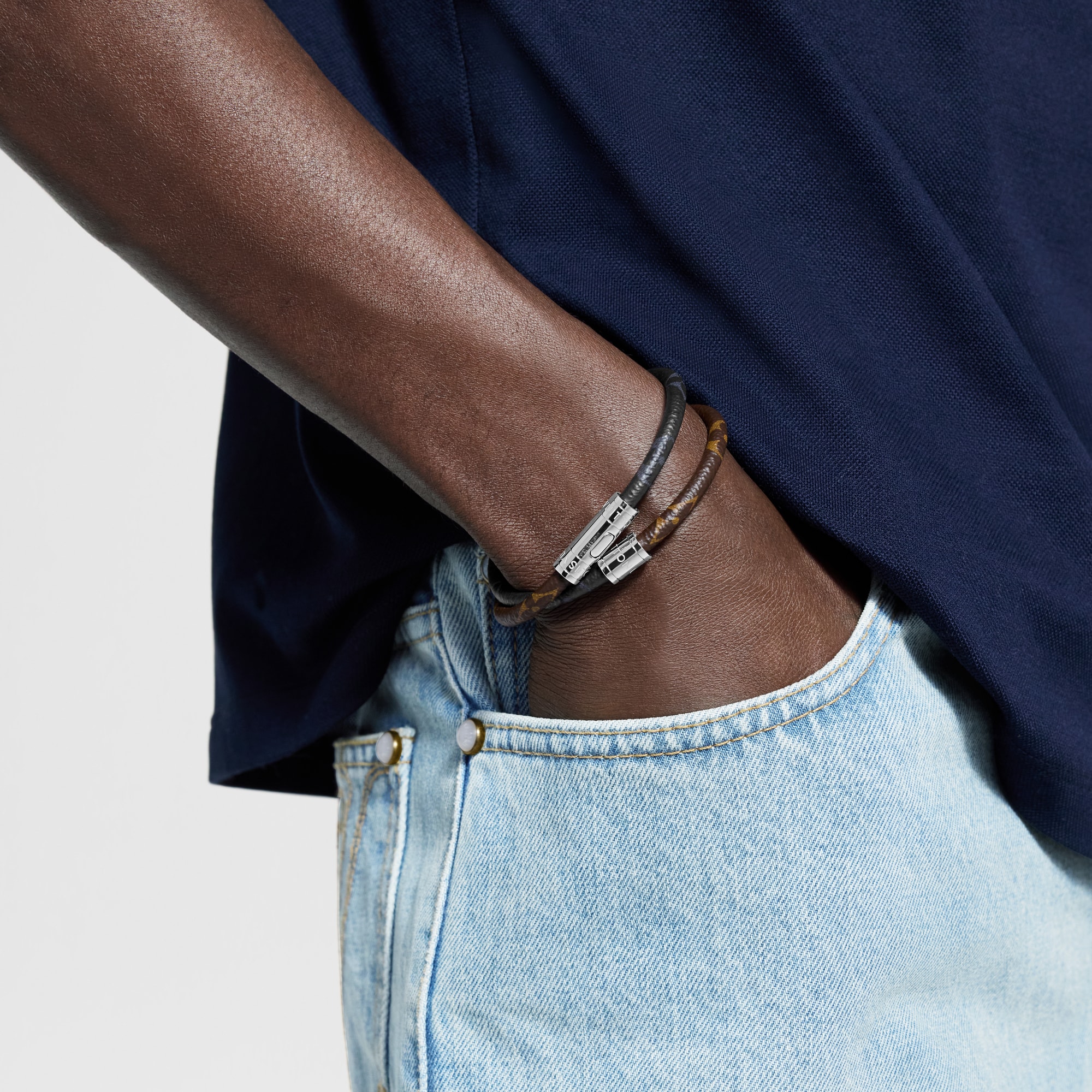 Keep It Double Leather Bracelet Monogram Canvas - Fashion Jewelry M8154D | LOUIS VUITTON